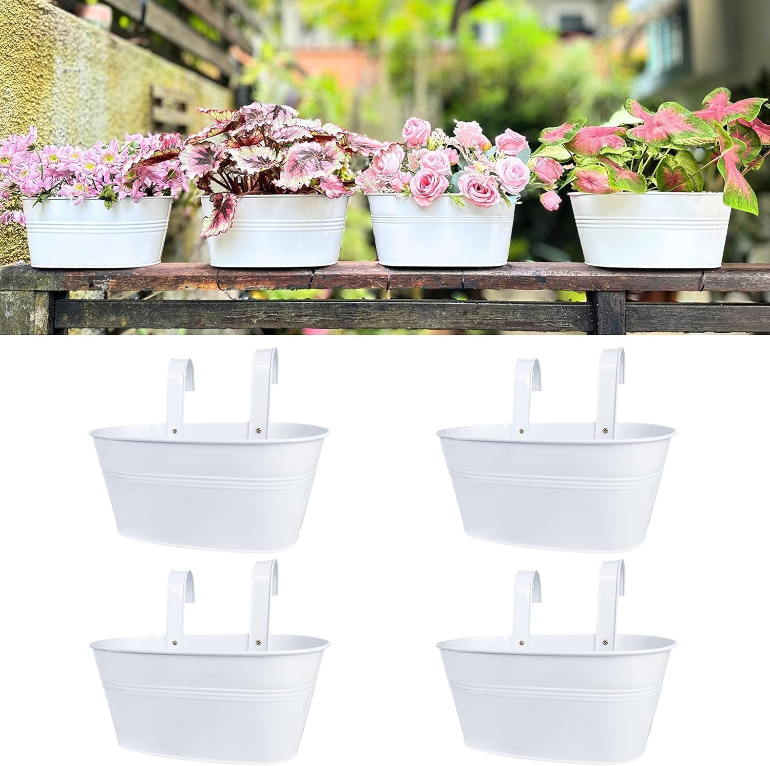 Amazon.com: Maxona Metal Iron Hanging Flower Pots, 4 Pack, 11.8 Inch ...