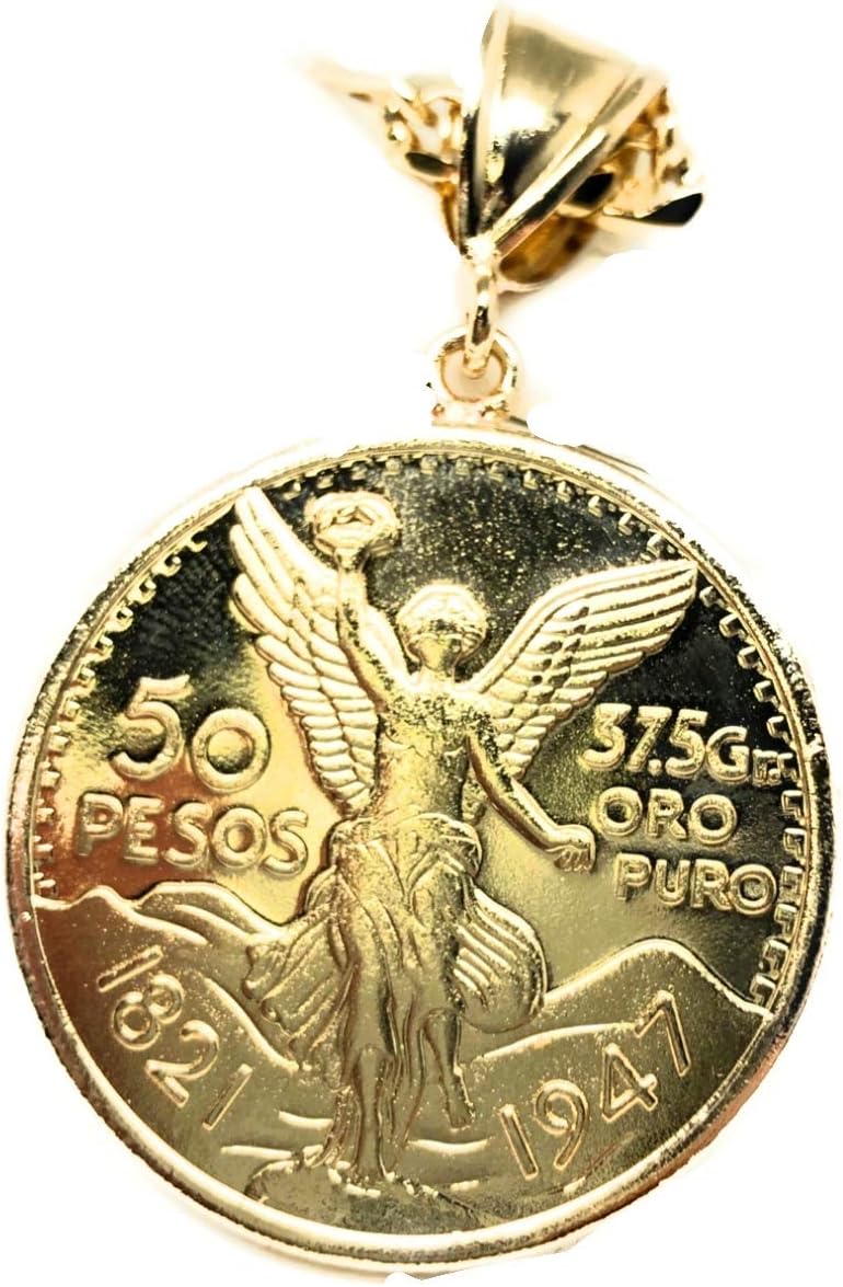 Gold Plated Mexican Coin Centenario Mexicano Moneda 50 Pesos Pendant ...