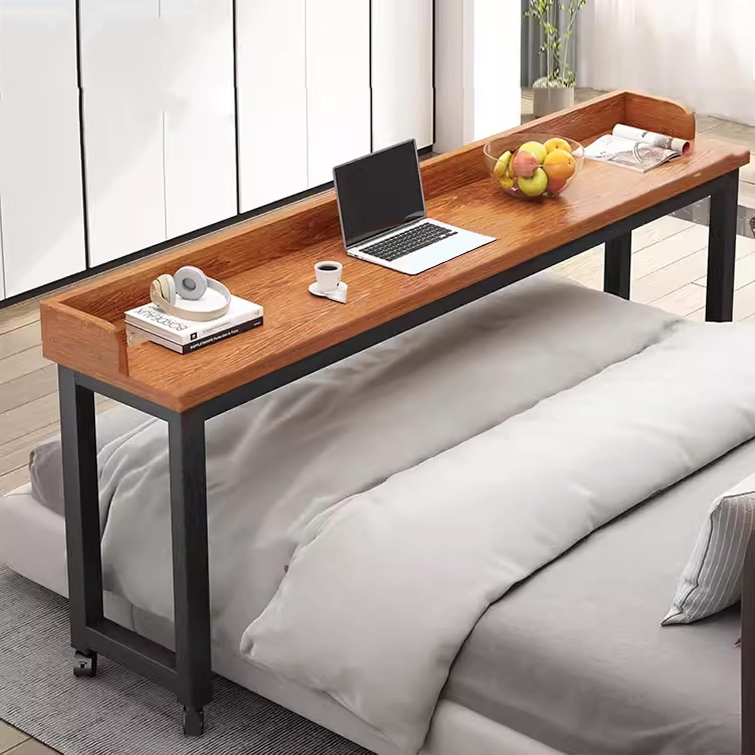Amazon.com: DYUNCZ Over The Bed Table, Over Bed Desk with Wheels ...