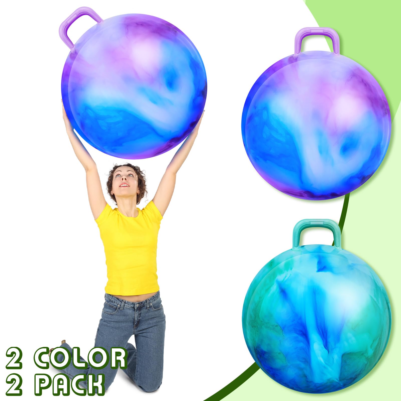 Space Hopper Adult Poen 2 Pcs 29 Inch Hopper Balls With Handles & Pump ...