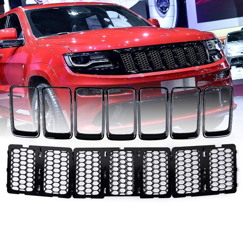 Amazon.com: AMOPACORP Set Front Bumper 3X Matte Black Honeycomb + 7pcs ...