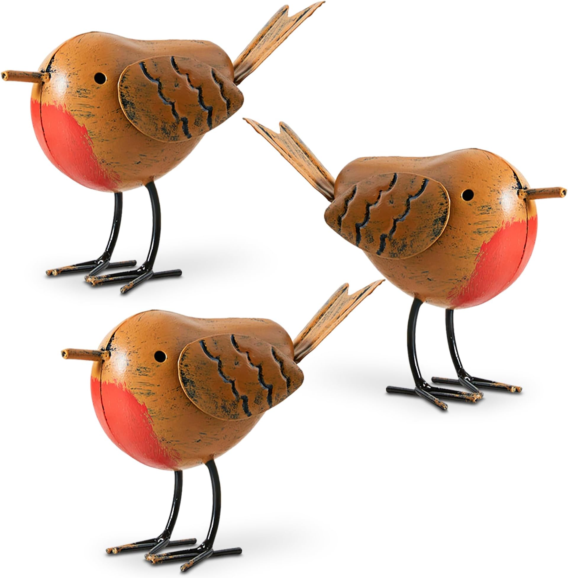 Amazon.com: 3pc Robin Garden Decor - Metal Bird Statues for Outdoor ...