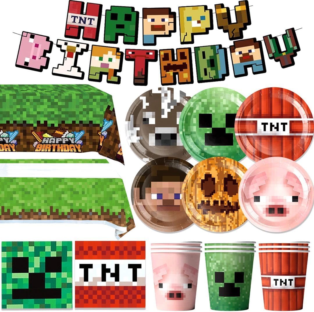Amazon.com: Pixel Warrior Value Party Supplies (64 pieces for 20 Guests ...
