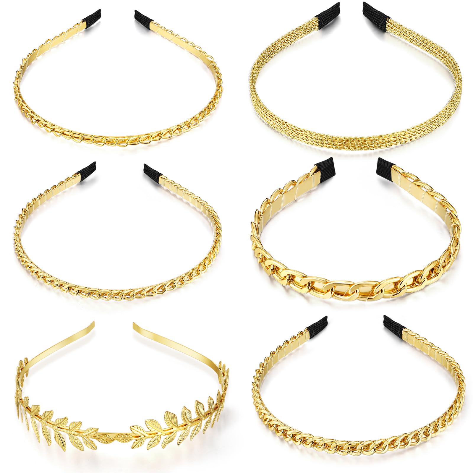 Amazon.com : XunYee 6 Pcs Gold Leaf Headbands Set Pearl Headbands for ...