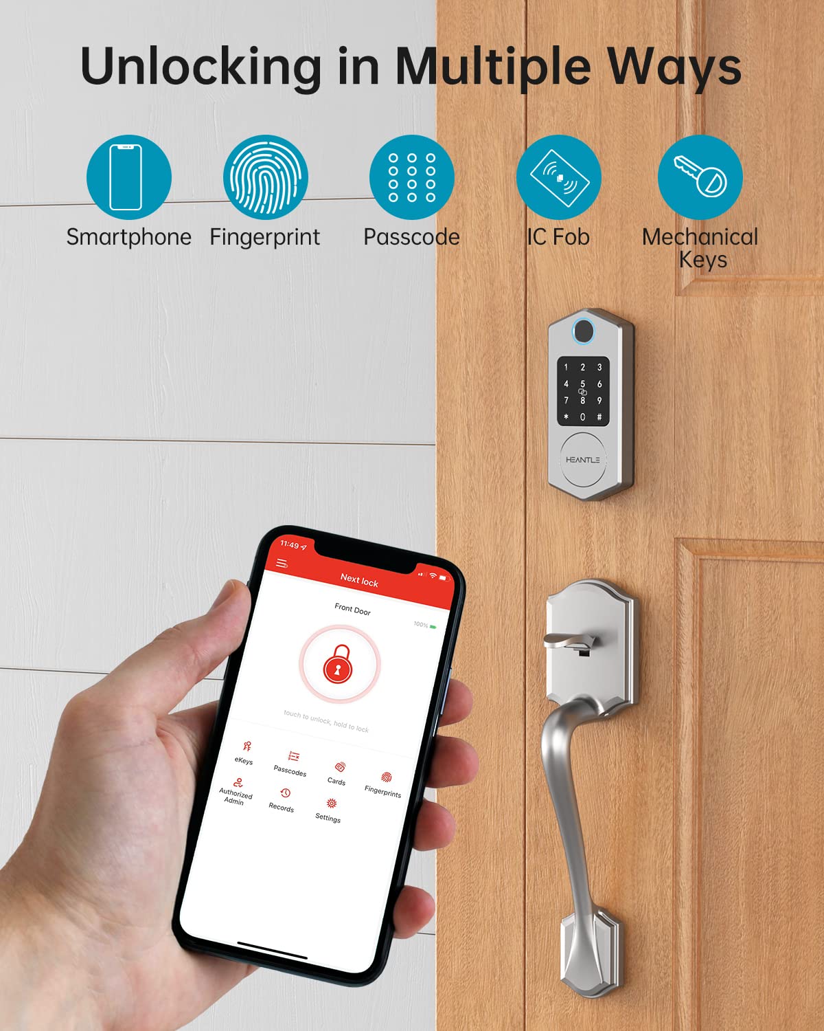 Snapklik.com : Smart Deadbolt Door Lock: HEANTLE Fingerprint Door Lock ...