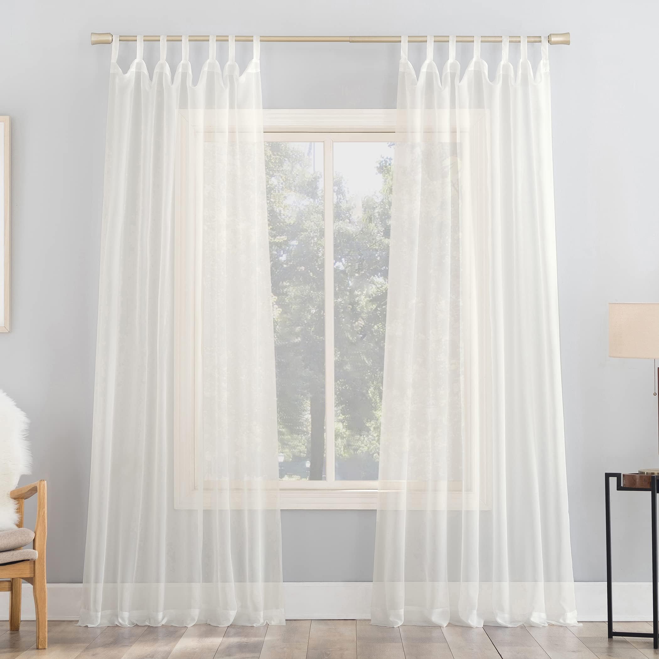 Amazon.com: No. 918 Trevor Heathered Texture Semi-Sheer Tab Top Curtain ...
