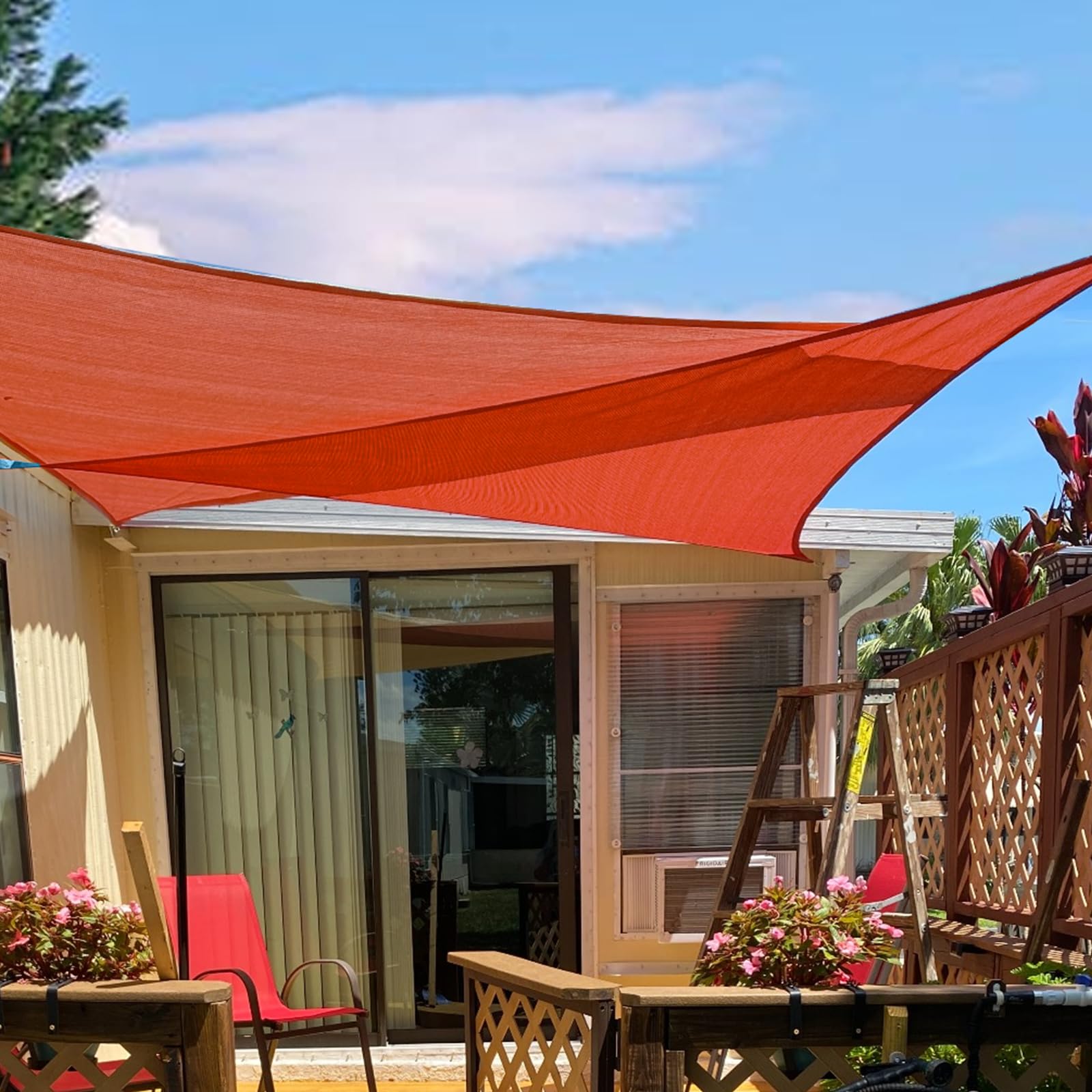 Snapklik.com : Sun Shade Sail, 10x10x10 Red Triangle Canopy Shades For ...