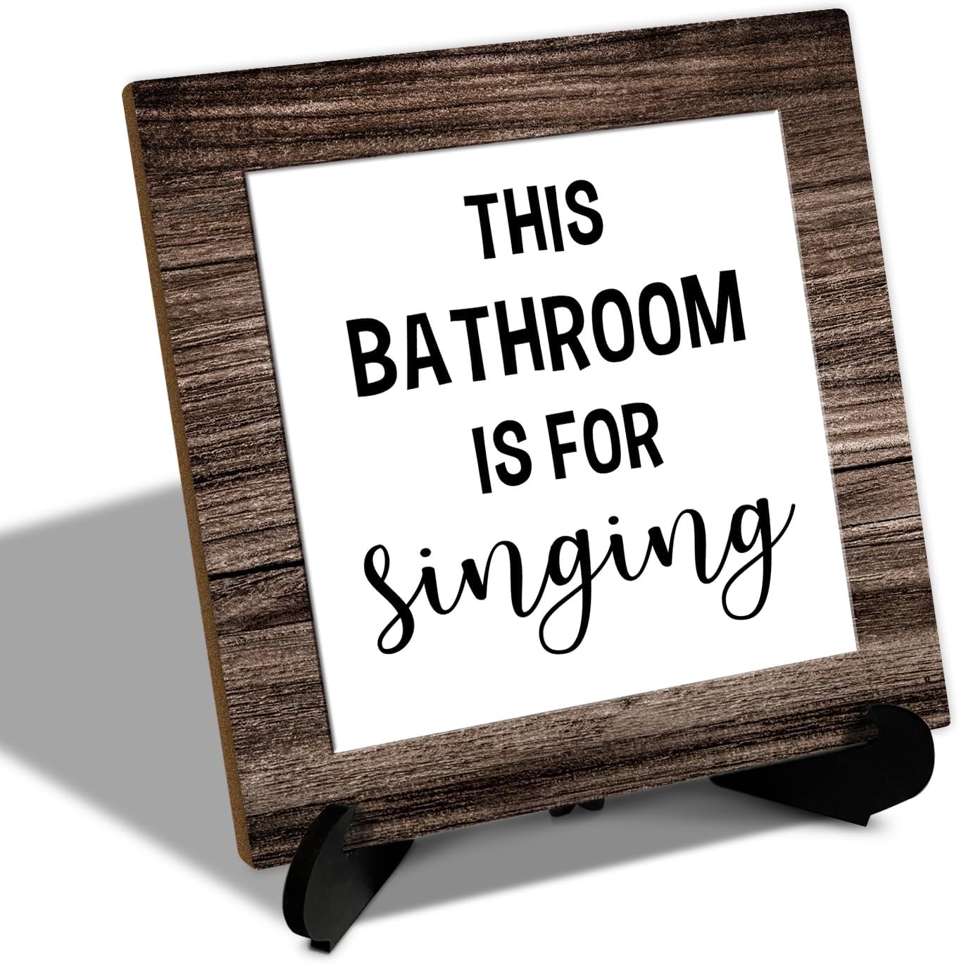 Amazon.com: 5 inch Desk Decor Wood Plaque With Stand, This Bathroom is ...