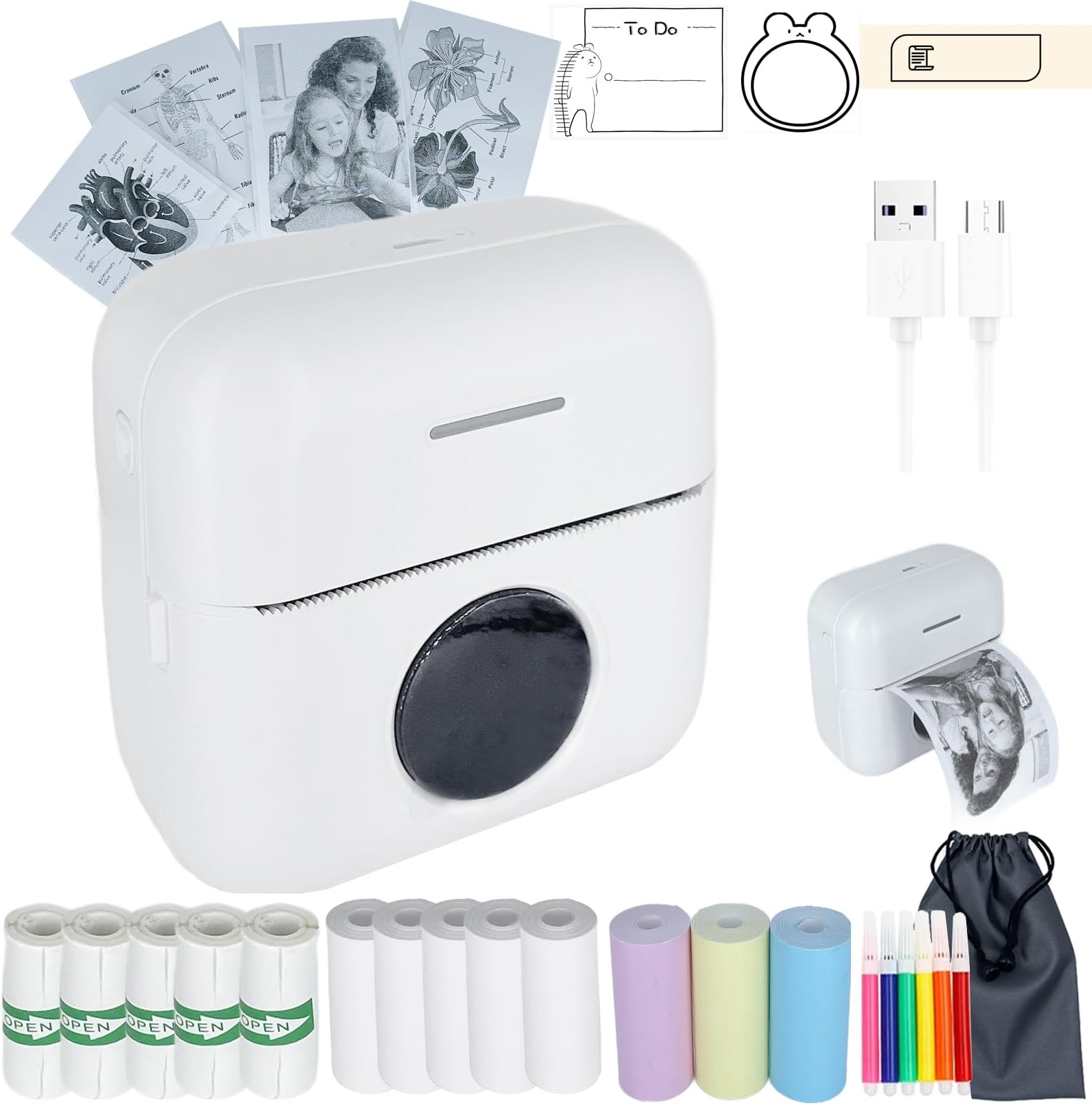 Amazon.com: Mini Inkless Sticker Printer , HD Mini Thermal Sticky Note ...