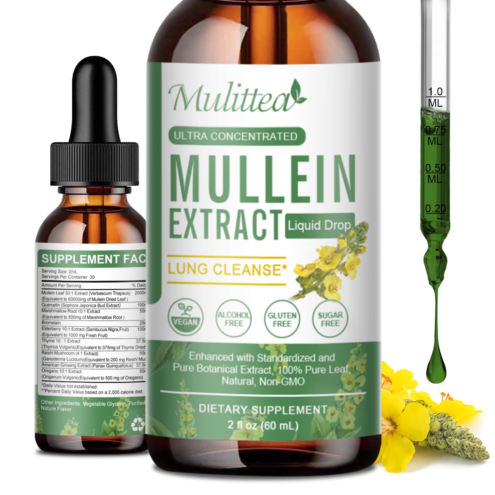 Amazon.com: Mullein Drops for Lungs - Lung Cleanse & Detox- Vegan ...