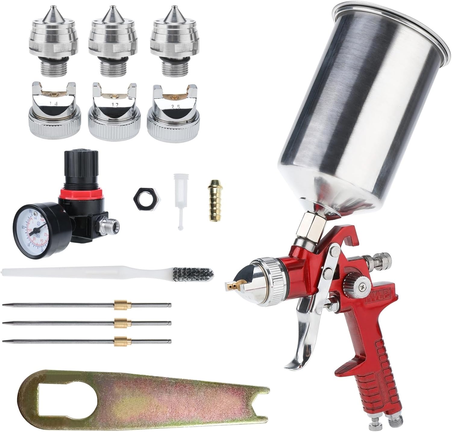 Amazon.com : YaeTek Paint Spray Gun Set Red HVLP Spray Gun with 1.4mm 1 ...