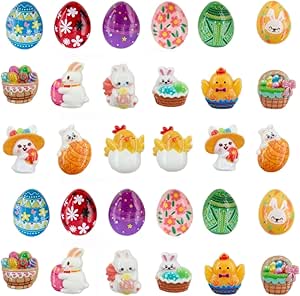 Amazon.com: Easter Resin Embellishments, 30 Pieces Rabbit Design Resin ...
