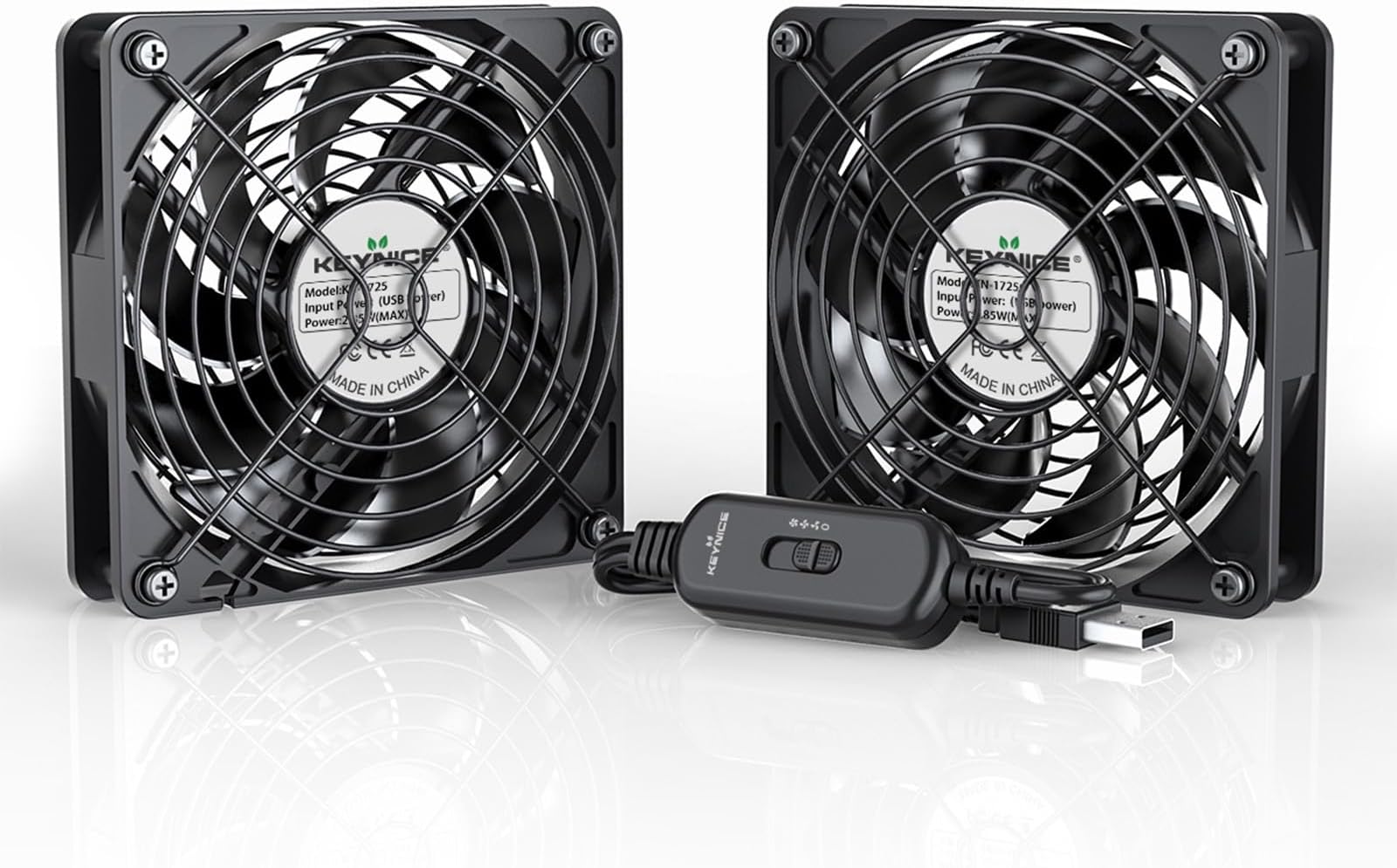 Amazon.com: KEYNICE 120mm Case Fan, Dual USB Computer Fan with 3 Speed ...