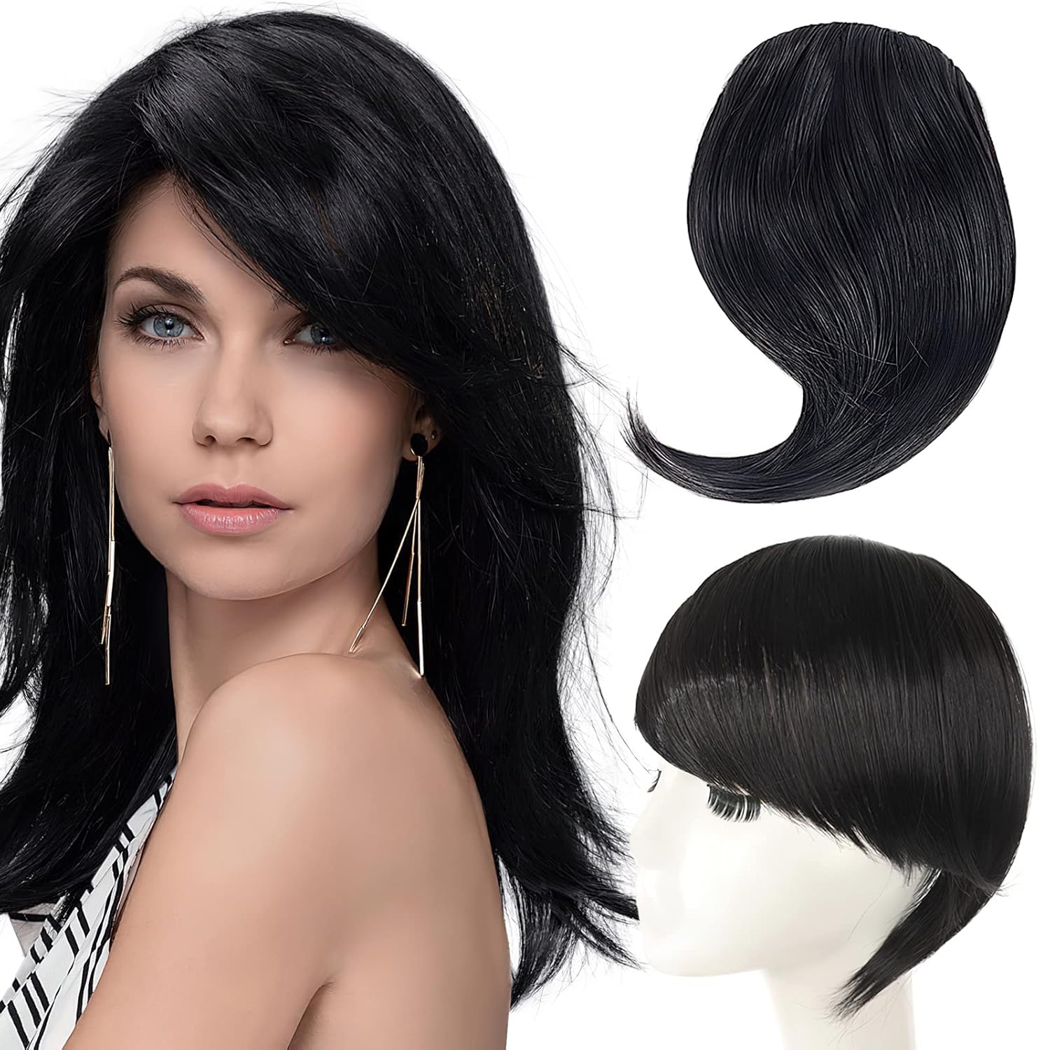 Amazon.com : Side Bangs Clip in Extensions, Off Fringe One Piece Front ...