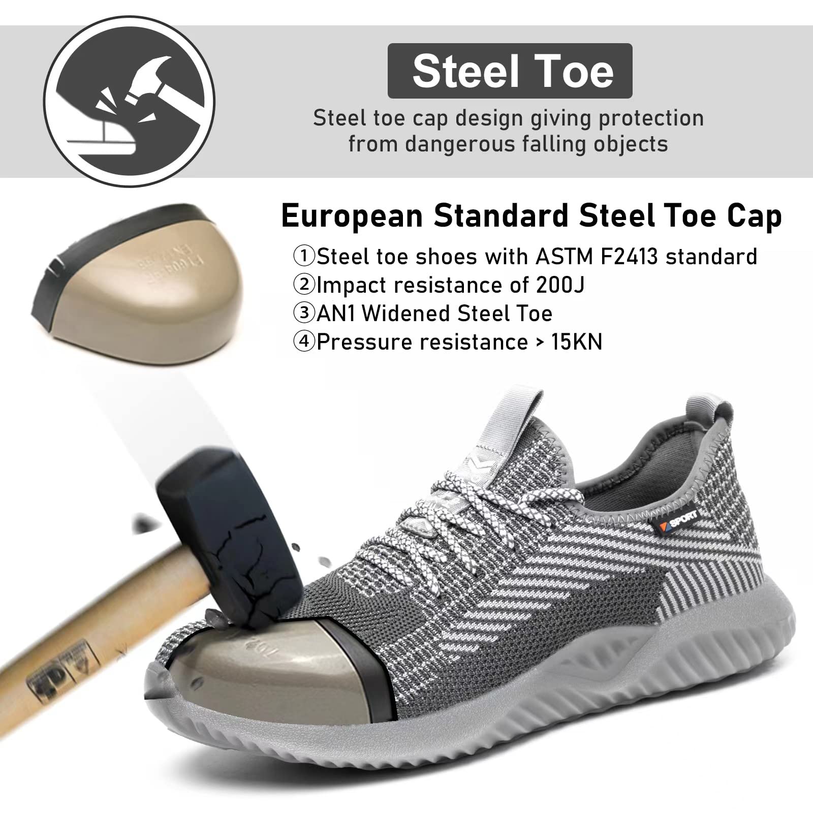 Snapklik.com : Steel Toe Shoes For Men Comfortable Safety Shoes Non ...