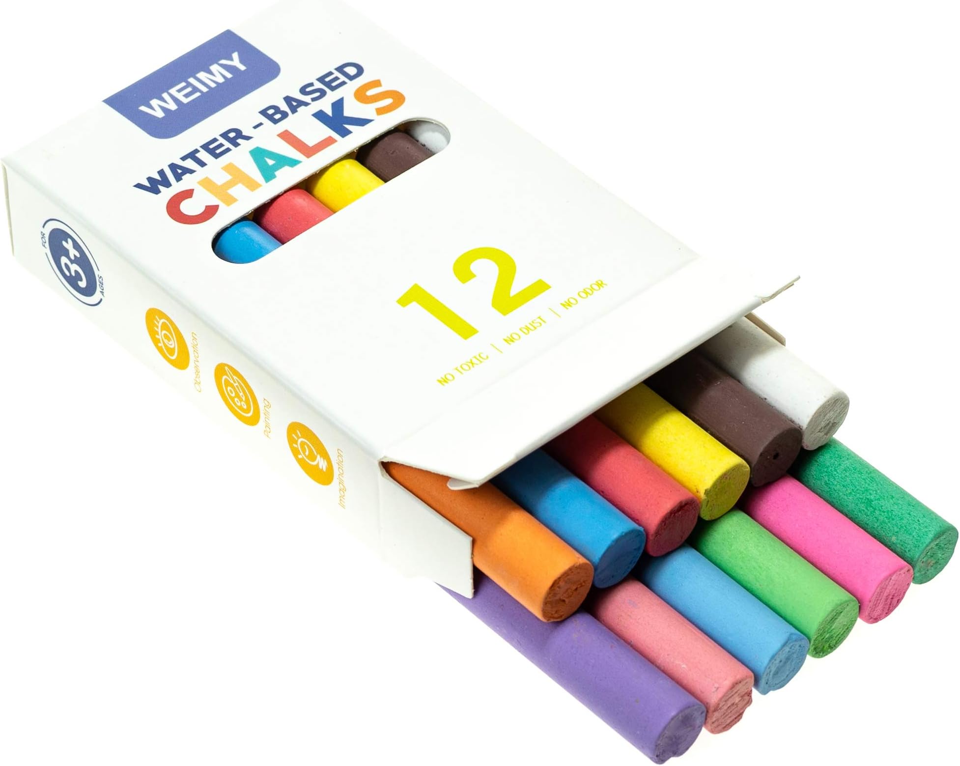 Amazon.com : WEIMY 12-Count Colored Dustless Chalks Non-Toxic, Truly ...