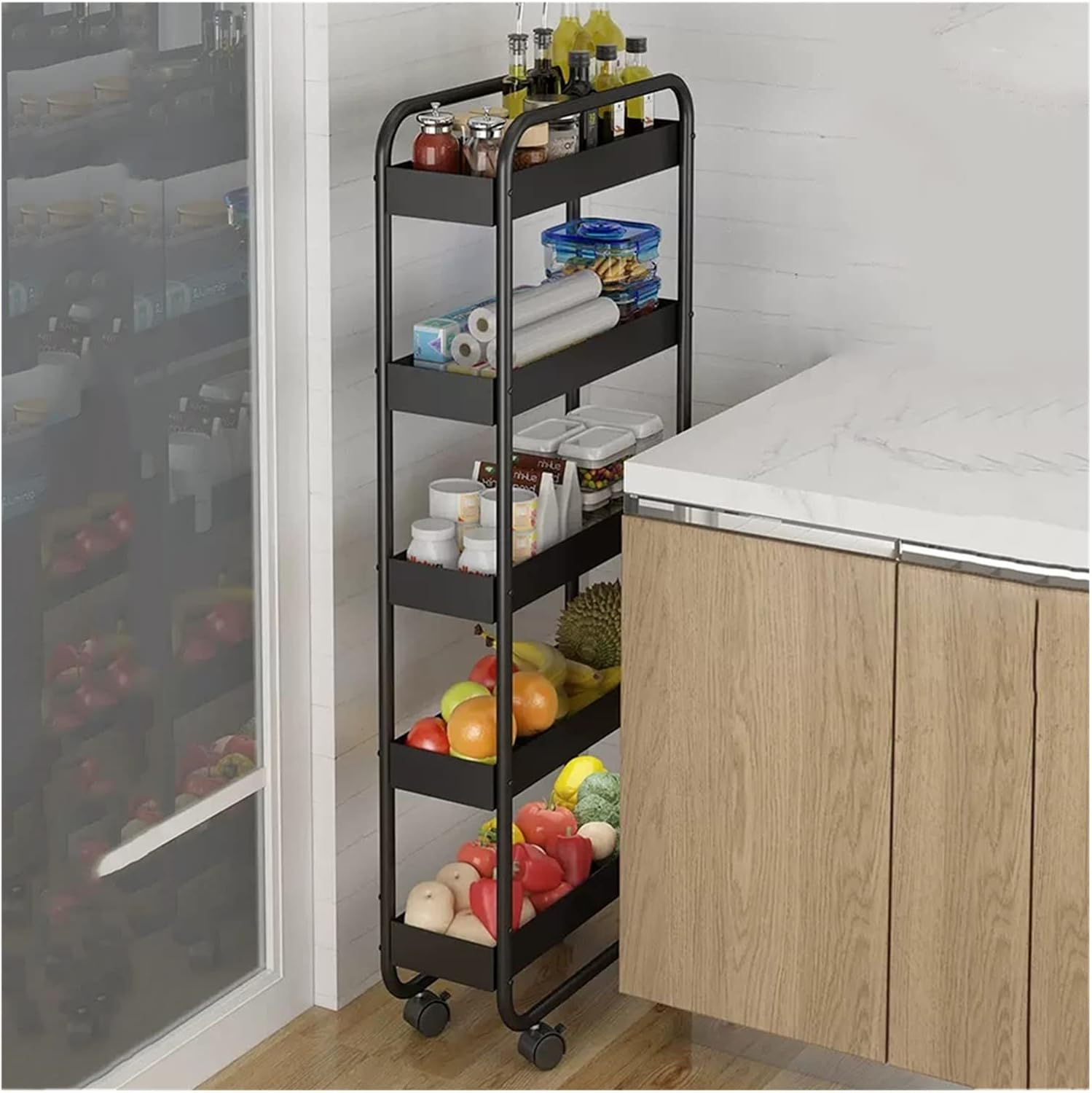 Amazon.com: Slim Storage Cabinet Organizer Rolling Pull Out Cart Rack ...