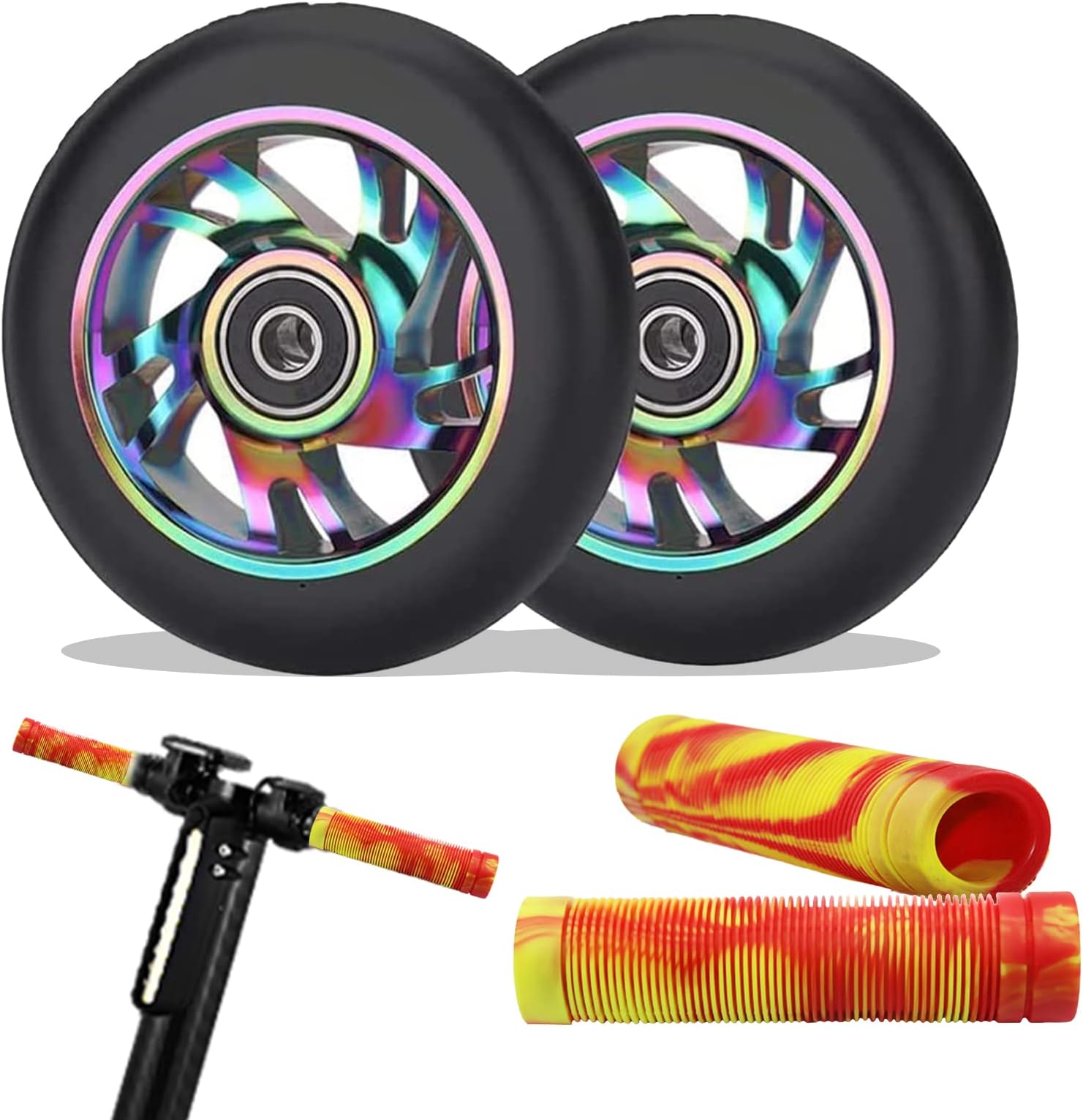 Team Dogz 1 x 100mm Neochrome Rainbow UFO Hollow Core Scooter Wheels ...