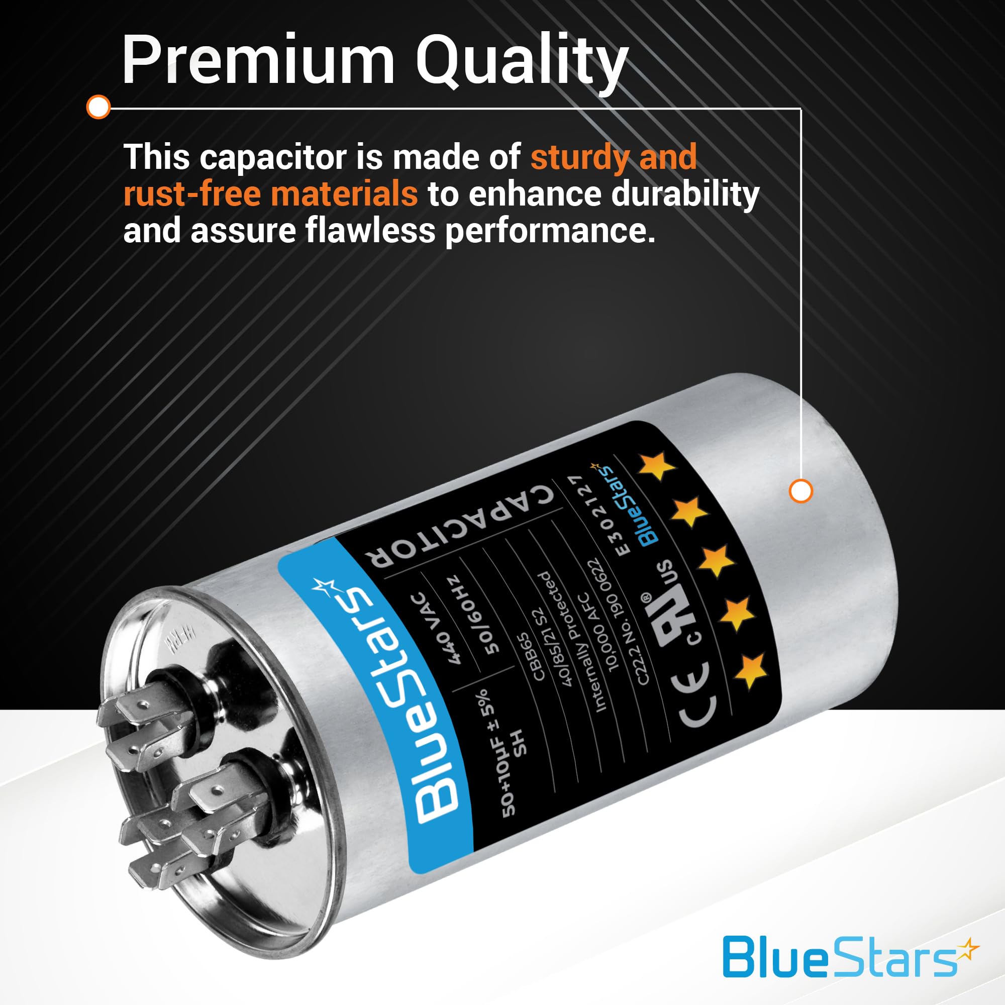 50+10 uf 370-440VAC ±5% Volts Round Run Start Capacitor Electric ...