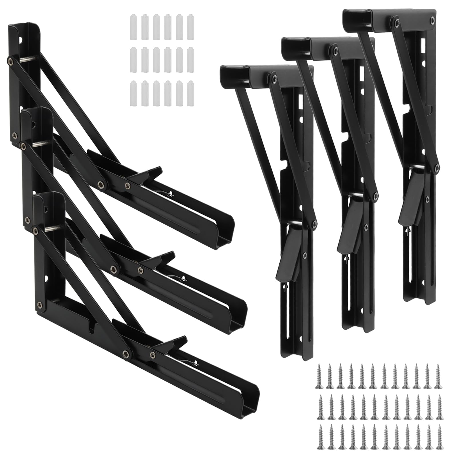 Amazon.com: SHEUTSAN 6 PCS 10 Inch Folding Shelf Brackets, Black ...