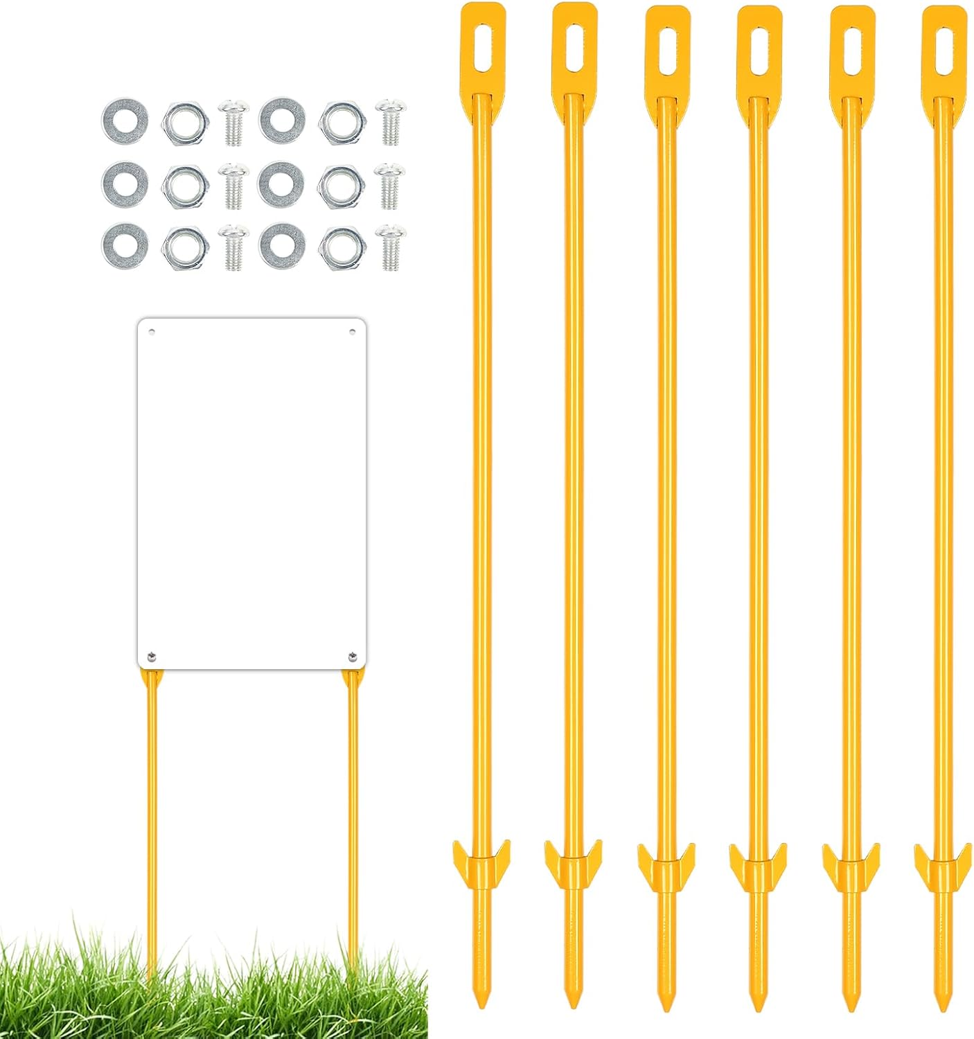 Amazon.com : 6-Pack Yard Lawn Sign Post Stakes Metal for Outside Ground ...