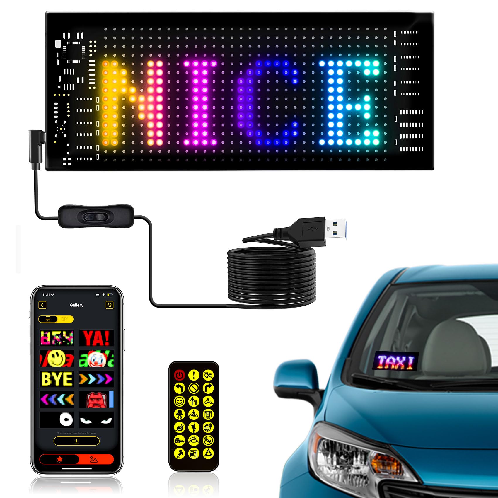 Amazon.com : LED Sign for Car, Custom LED Sign 6.7''X 2.75'' Mini ...
