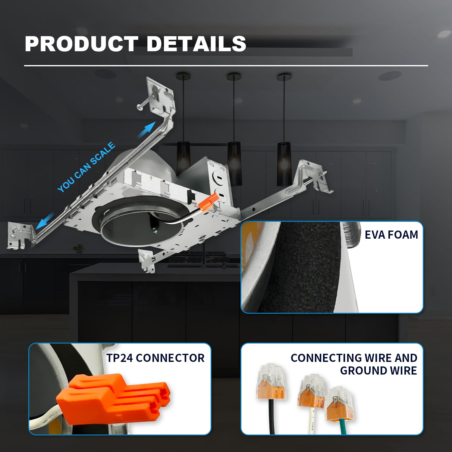 MW 6 Pack 4 Inch Recessed Lighting Housing Can Light New Construction ...