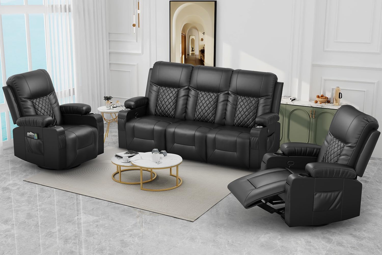Amazon.com: FURNIMAT Recliner Sofa Set with 3+1+1 Pieces in Living Room ...