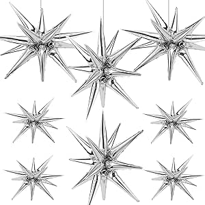 Amazon.com: LUOZIYU 8 Pcs Star Balloons, Huge Silver Explosion Star ...