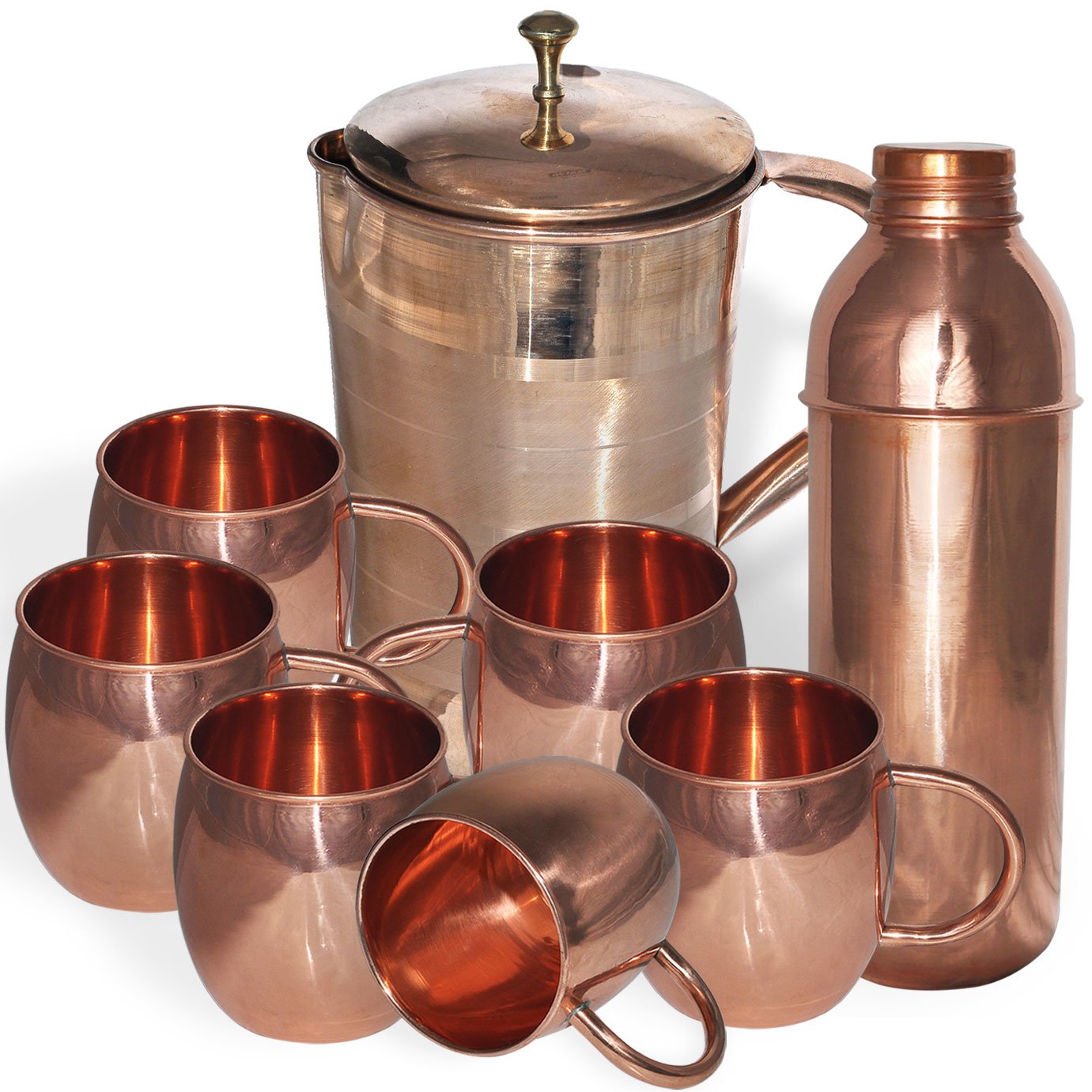 Buy DakshCraft Combo of Copper Jug, Copper Thermos Bottle & Copper Mug ...