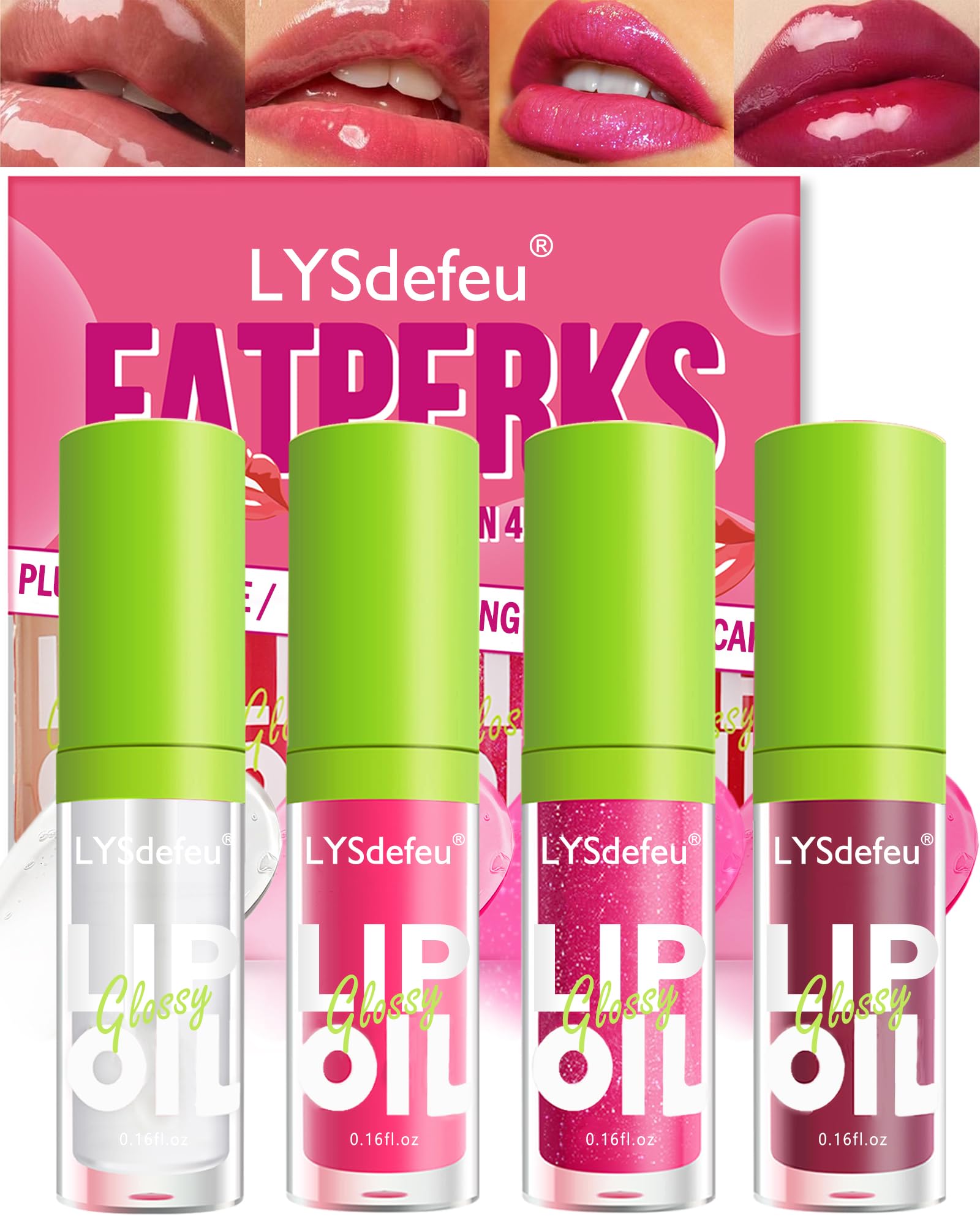 Amazon.com : 4 Colors Lip Oil Lip Glaze,Hydrating Tinted Plumping ...