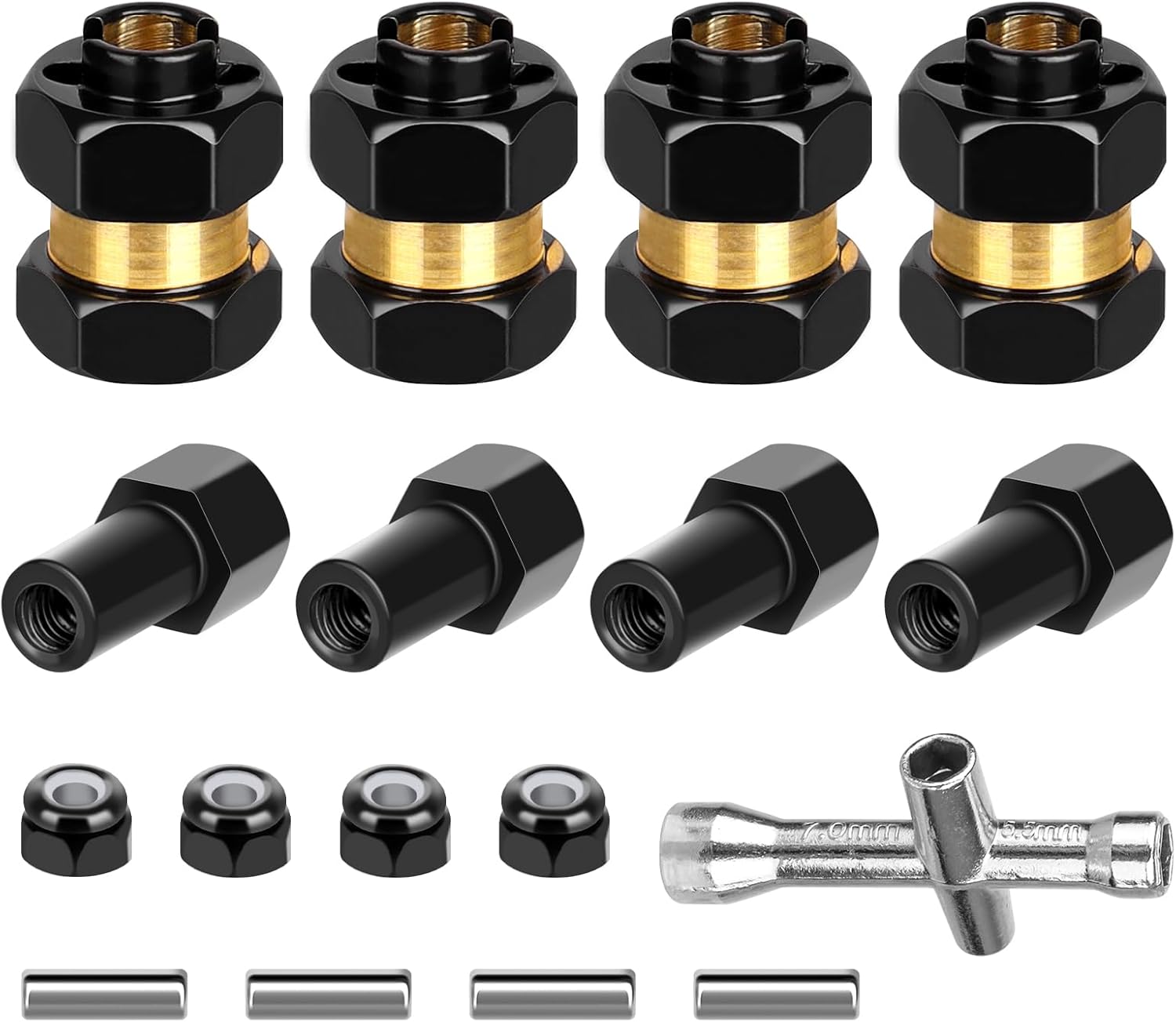 Amazon.com: 4 Pieces Brass 7mm Hex Extended Wheel Hubs Wheel Spacers ...