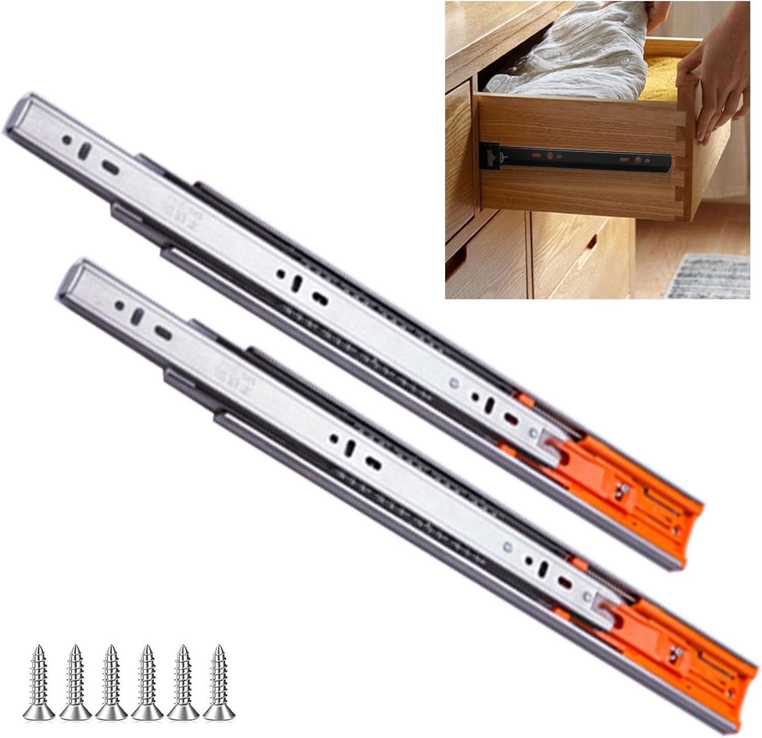 Three Sections Hydraulic Soft Close Drawer Slides, Full Extension Ball ...