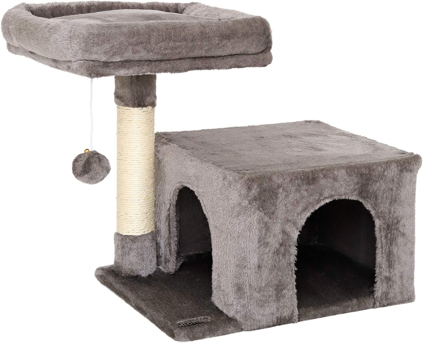 lionto Kratzbaum für Katzen mit Höhle & 2 Plüschballen inkl. Glöckchen ...