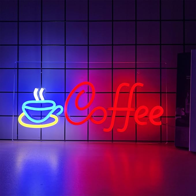 Neon Coffee Sign - LED Coffee Cup Letter Coffee Light Up Sign Cafe Sign ...