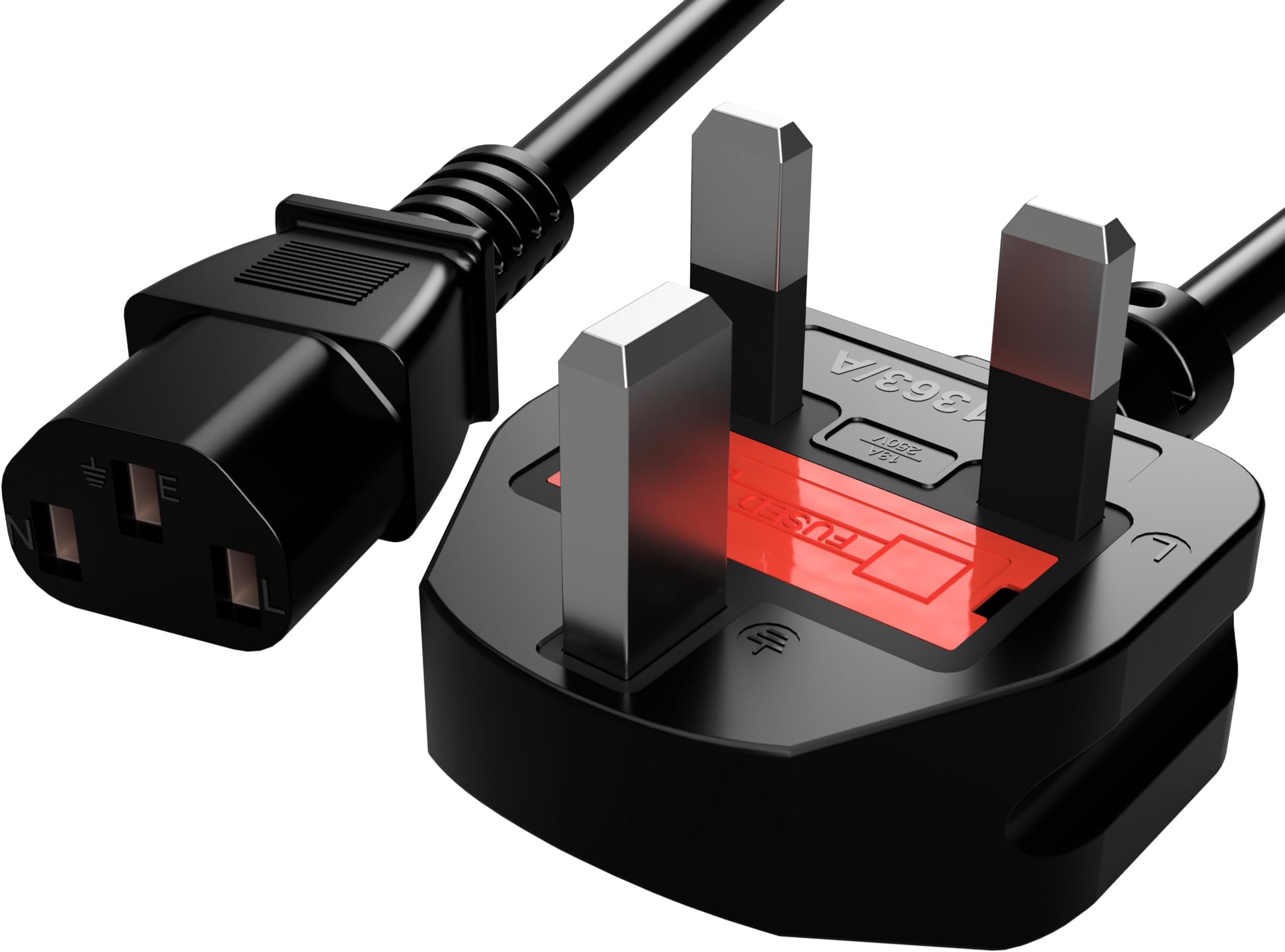 3m Kettle Lead - IEC (C13) to UK Mains (3 pin) Cable - 5A (amp ...