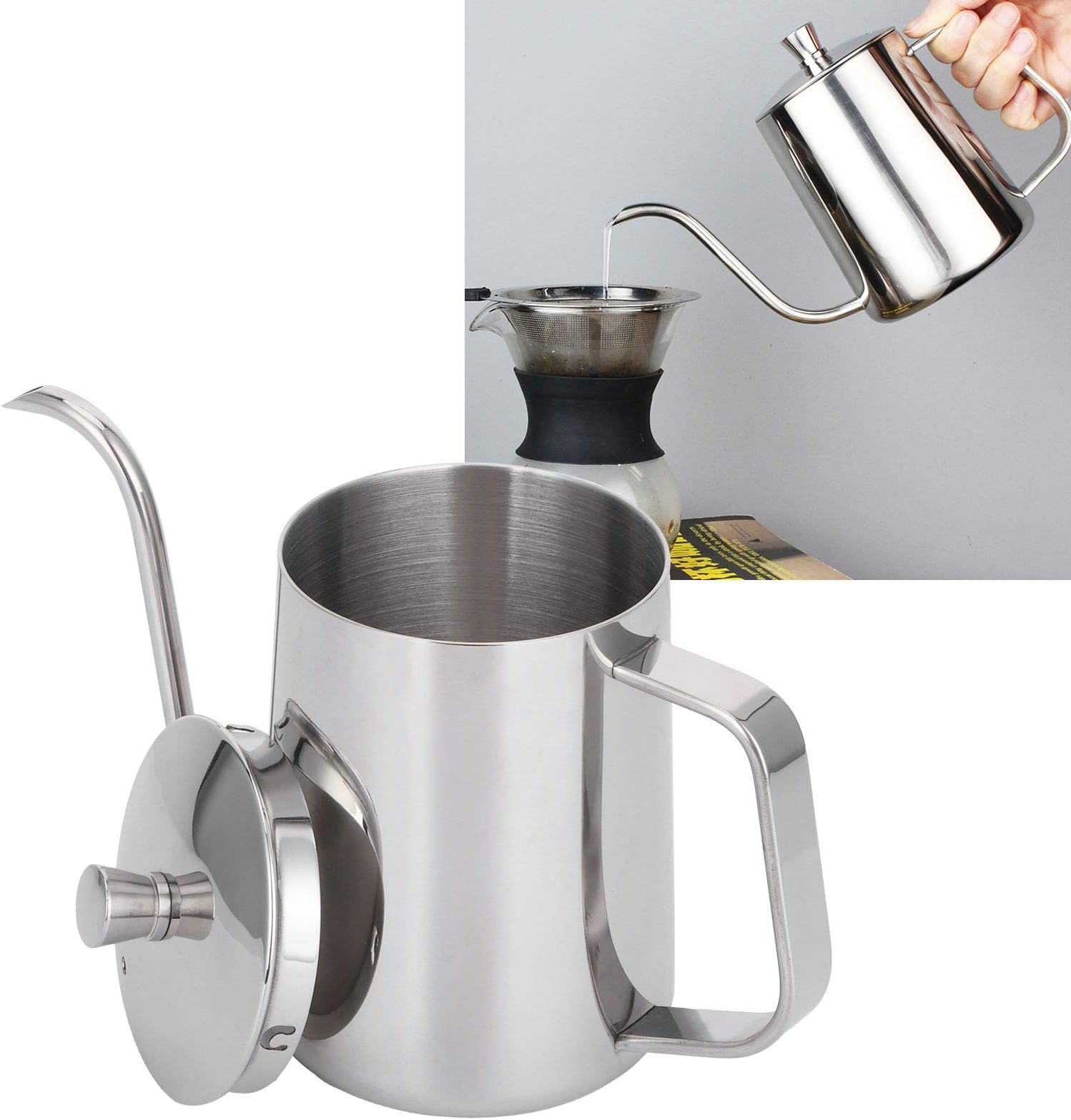 Amazon.com: 600ml Drip Kettle, Pour Over Coffee Kettle 304 Stainless ...