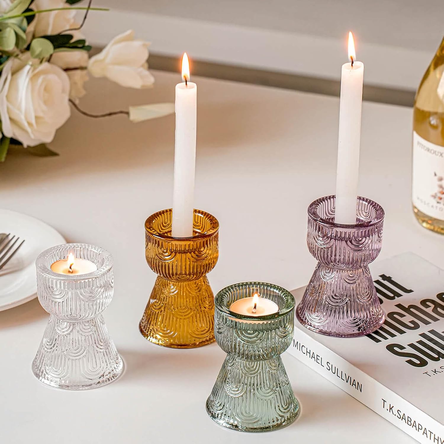 Amazon.com: Amanman Two Usages Candlestick Holders, 2025 4pcs Mixed ...