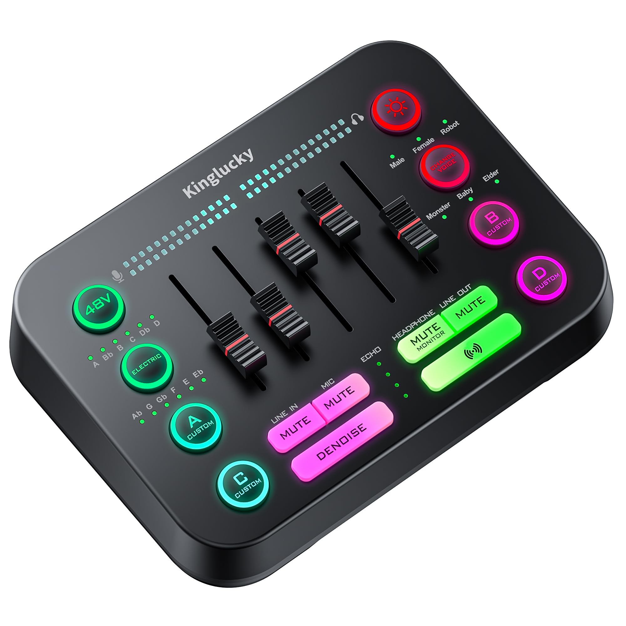 Amazon.com: Kinglucky Gaming Audio Mixer Interface PC Sound Board with ...