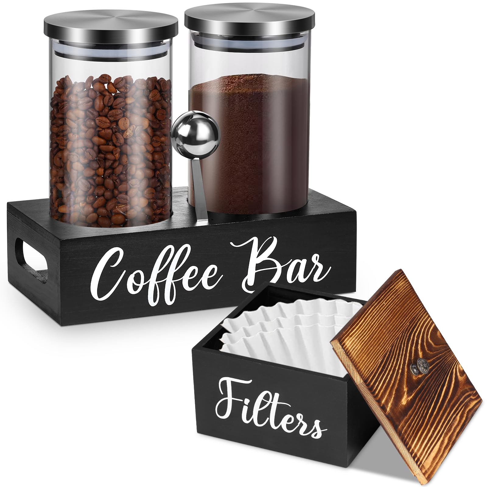 Amazon.com: DEXLALA 2Pcs 54OZ Glass Coffee Bean Storage Container with ...