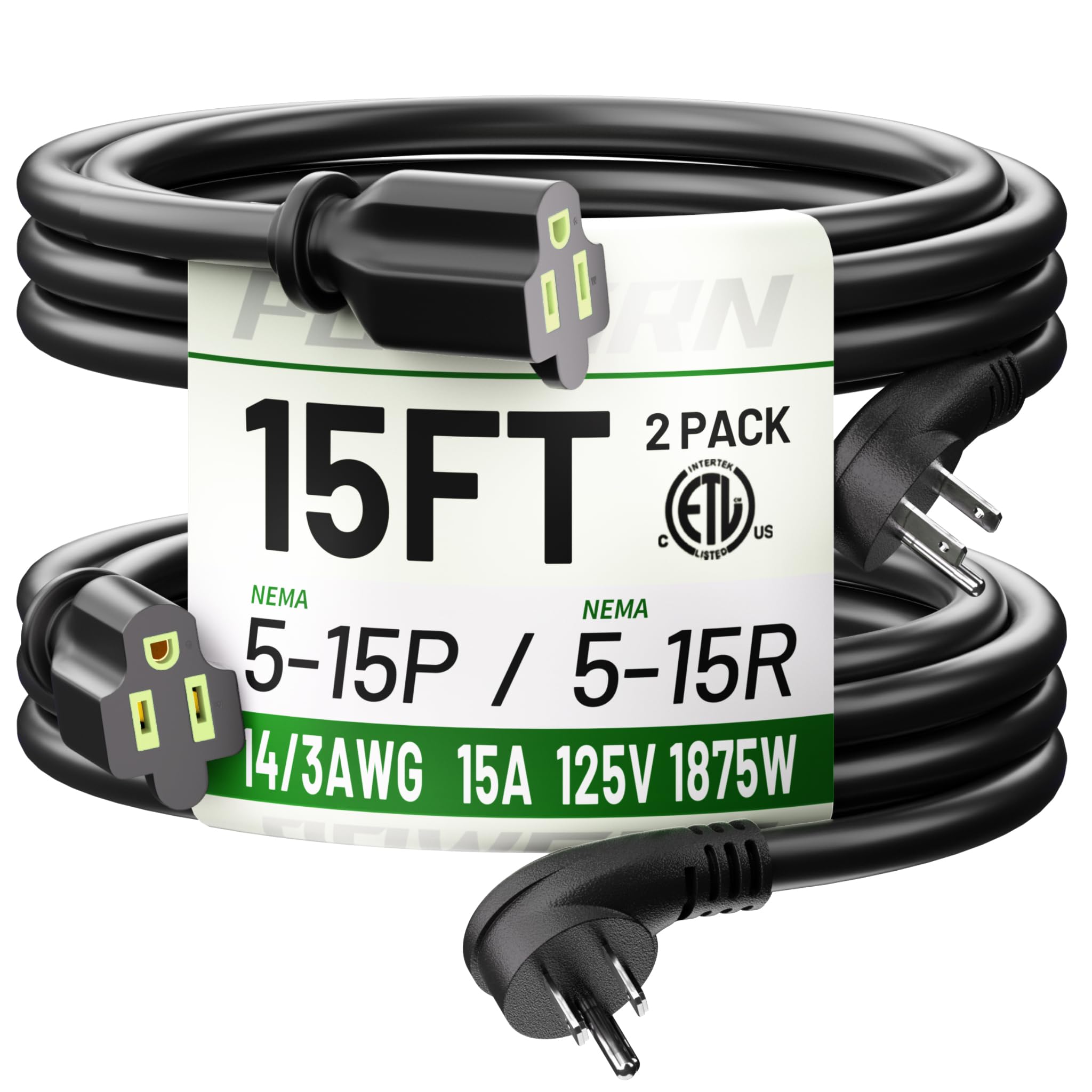 Snapklik.com : Indoor Short Flat Plug Extension Cord 3FT-3PC...