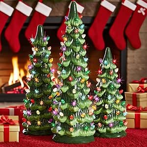 Amazon.com: Subsistenceed Retro Hand-Painted Tabletop Christmas Trees ...