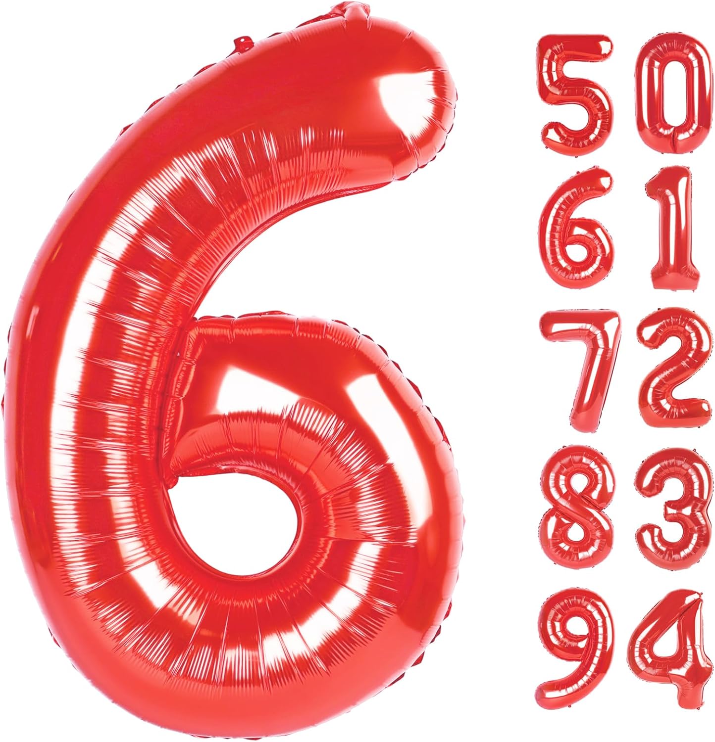 Amazon.com: Red 6 Balloon, Number Balloon 40 Inch for Red Party ...