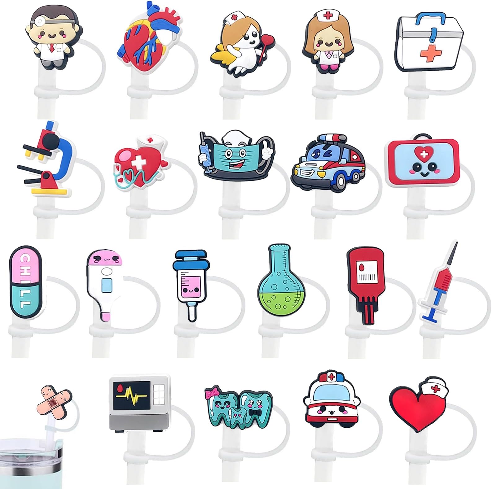 Amazon.com: 18PCS Straw Cover Cap, Cute Medical Straw Cover for Stanley ...