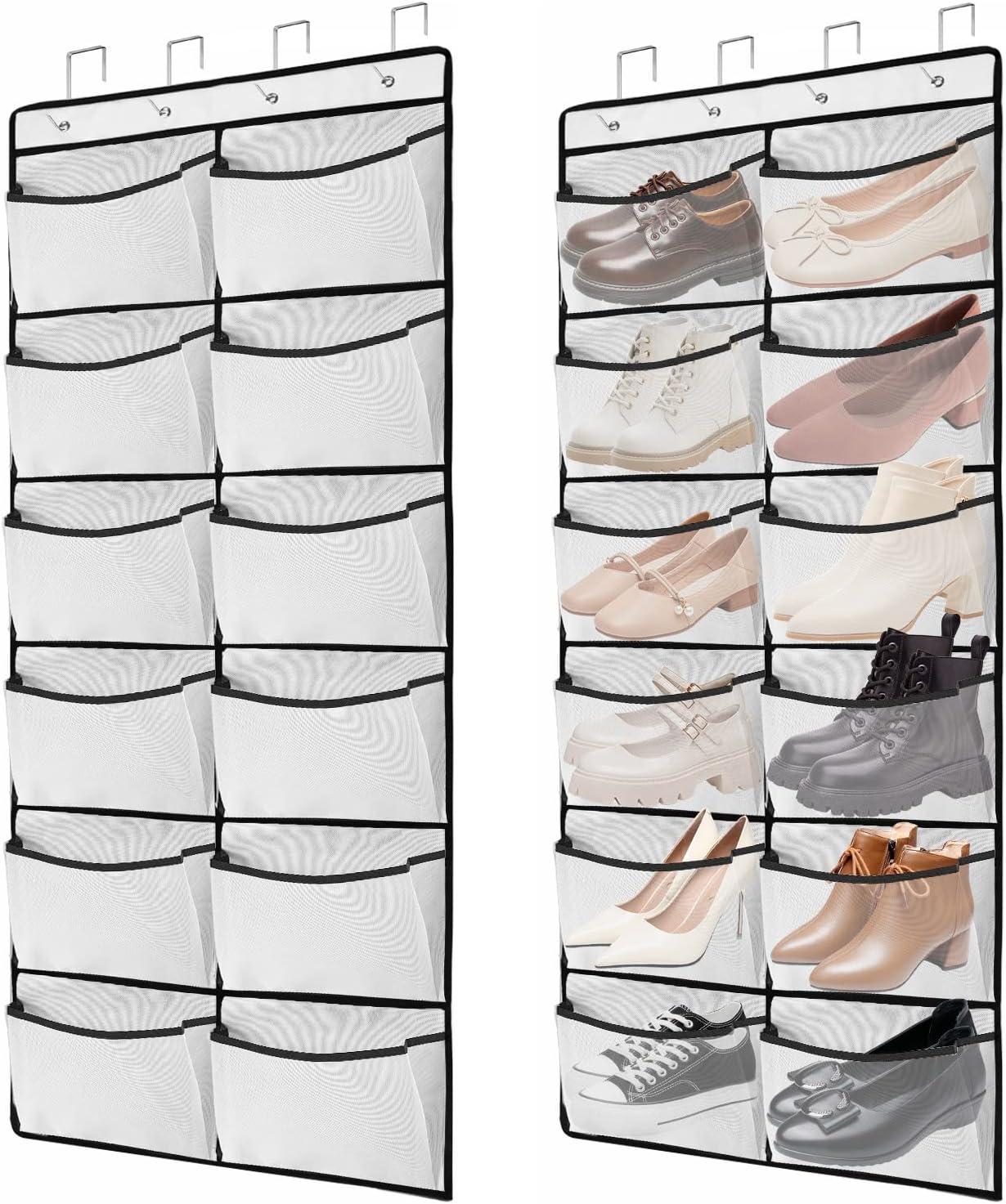 Amazon.com: YOCOMEY 2 Packs Over the Door Shoe Organizer, 24 Extra ...