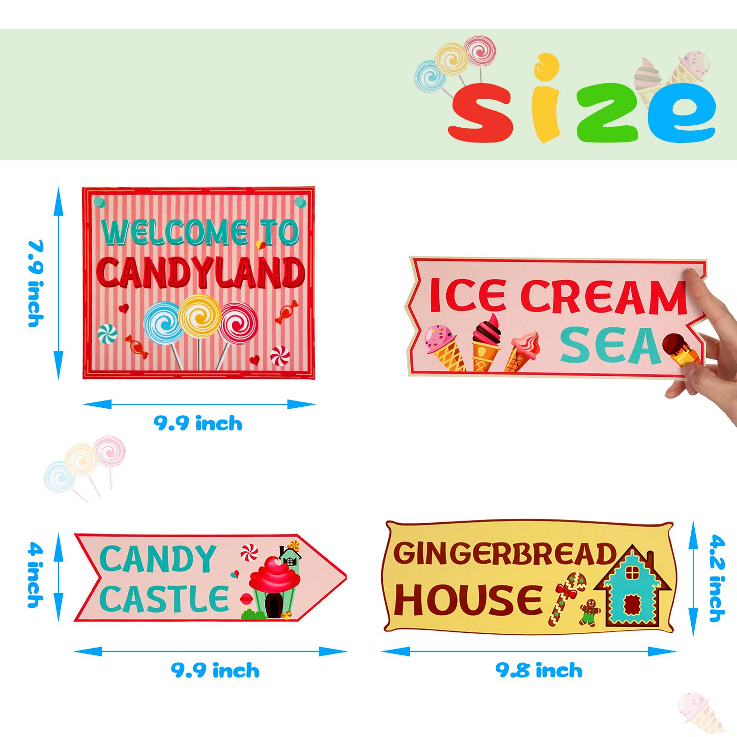 20 Pieces Candyland Party Decorations Candy Land Party Sign Candy Decor ...
