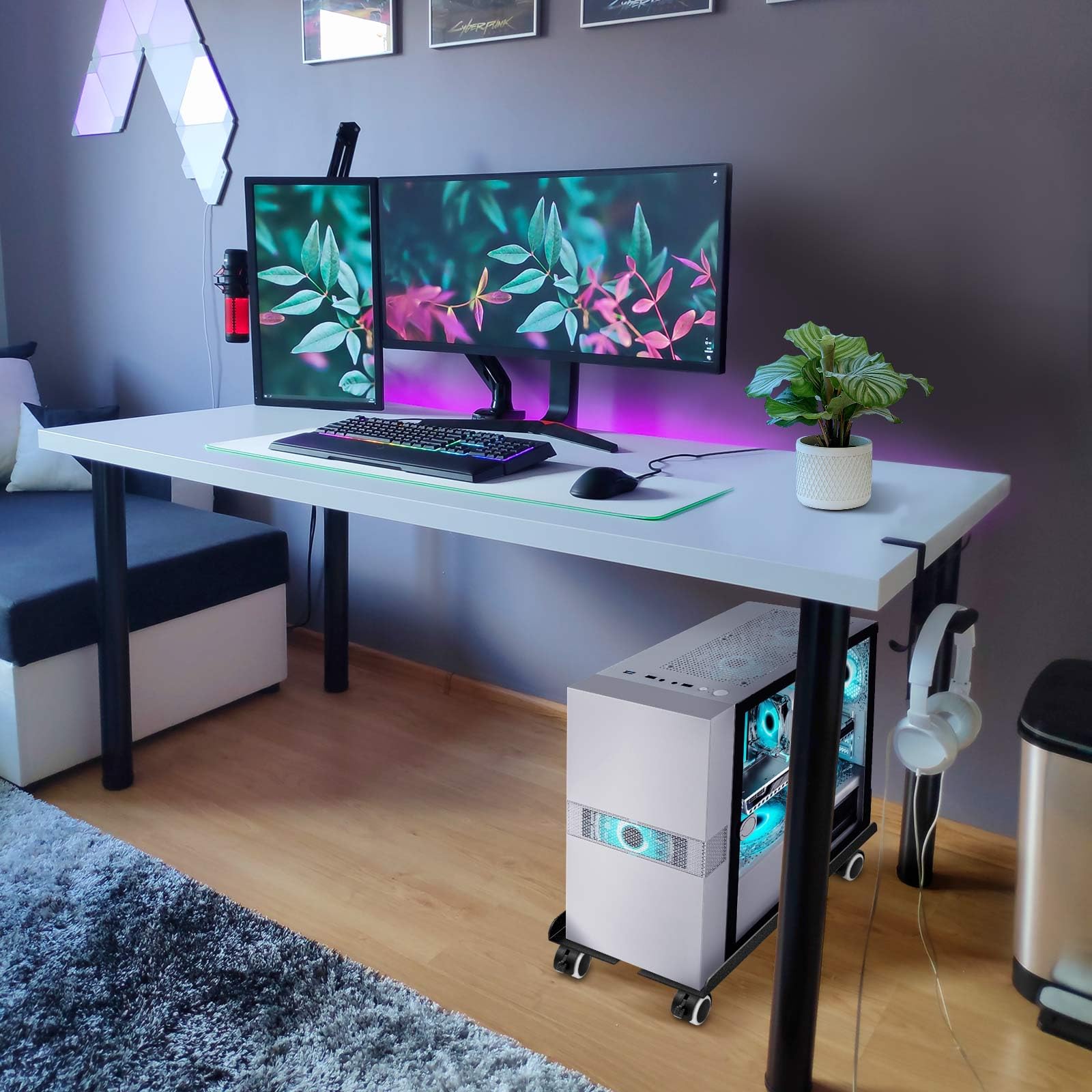 Computer Tower Stand Seloom Adjustable PC Tower Stand With Wheels ...