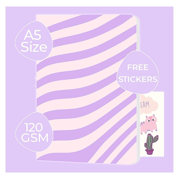 Purpulp A5 Cute Notebook Ruled 160 Pages | 120GSM Thick LinePaper | 160 ...