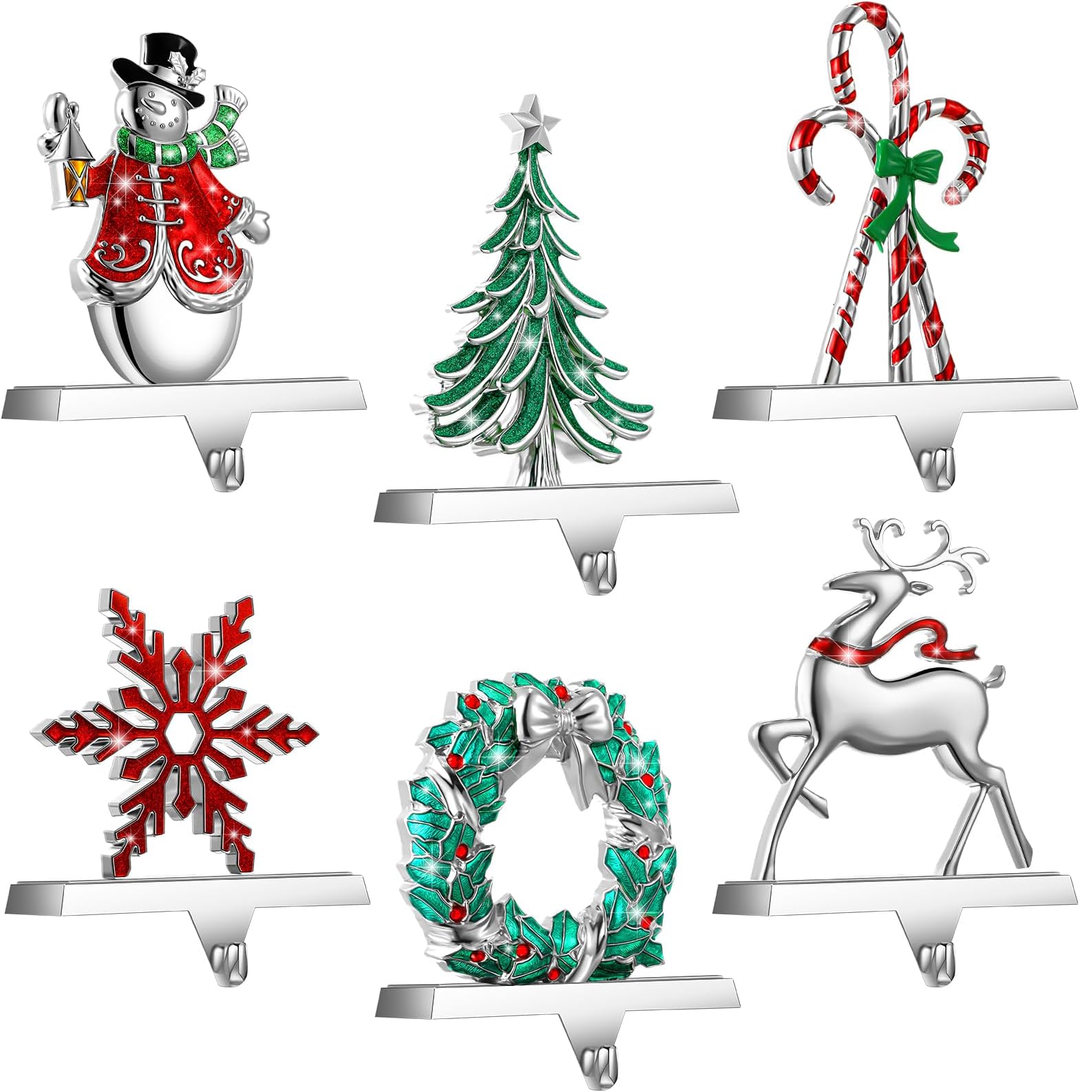 Amazon.com: 6 Pieces Snowflake Stocking Holder Christmas Stocking ...