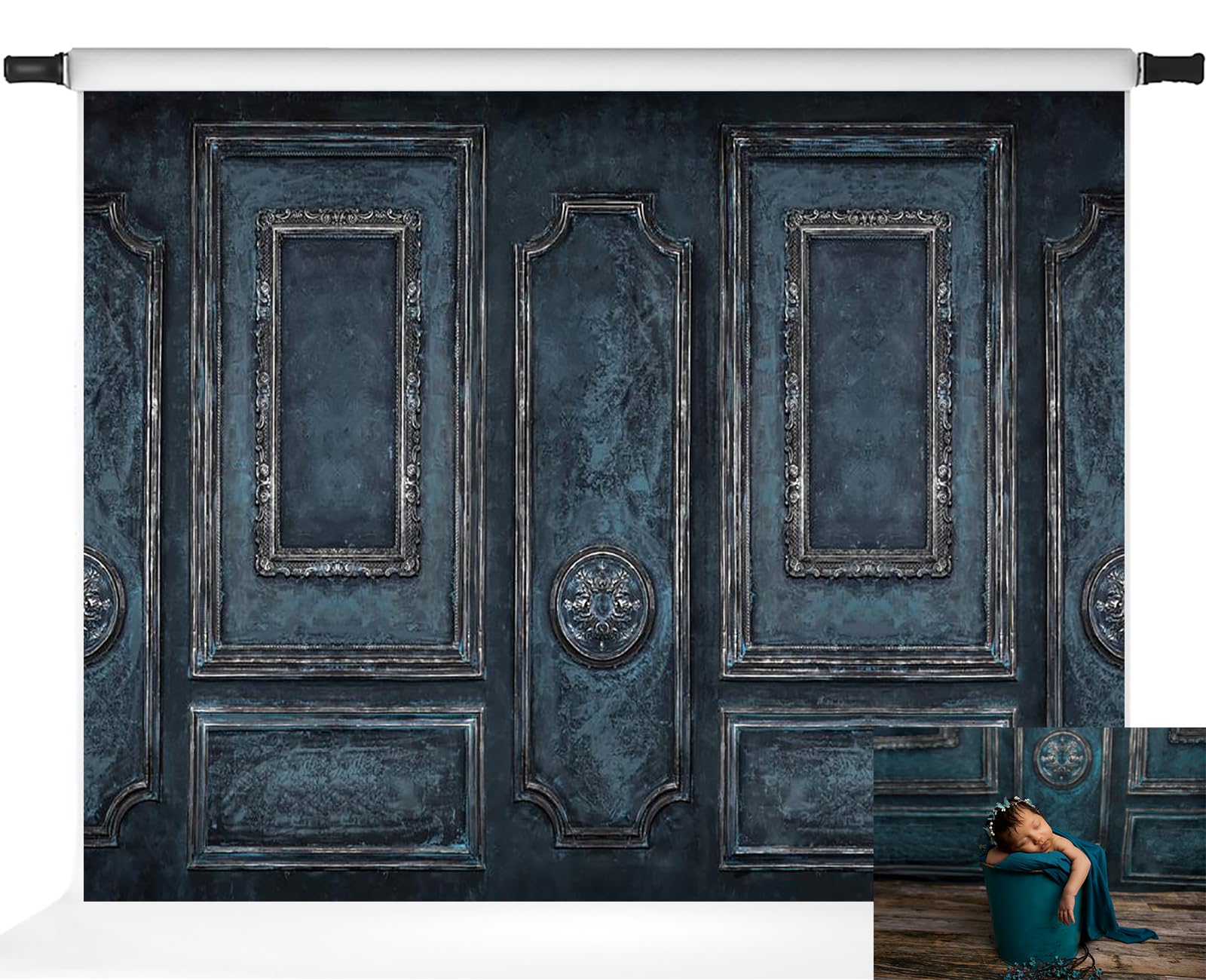 Amazon.com : Kate Blue Vintage Wall Backdrops Retro Interior Classic ...